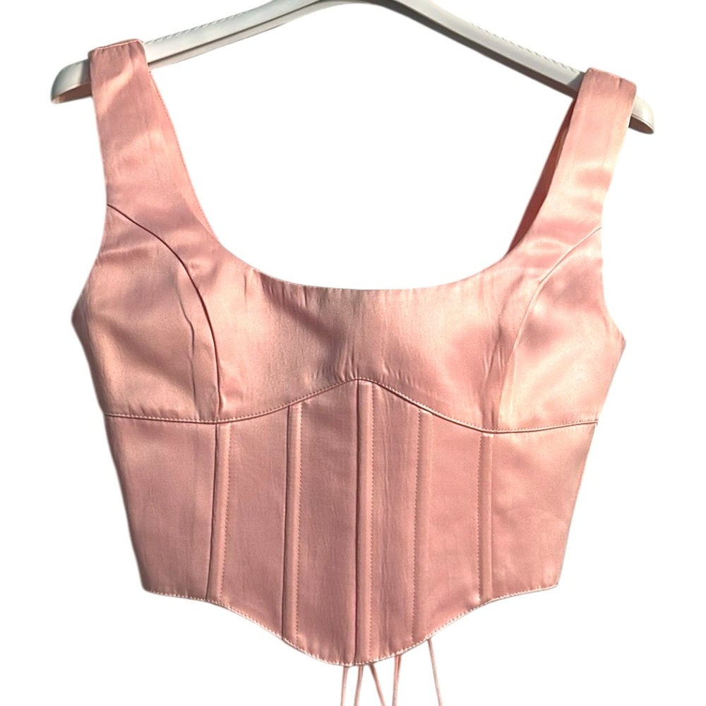 Danielle Guizo Satin Lace Up Bustier Corset - Medium - Gem